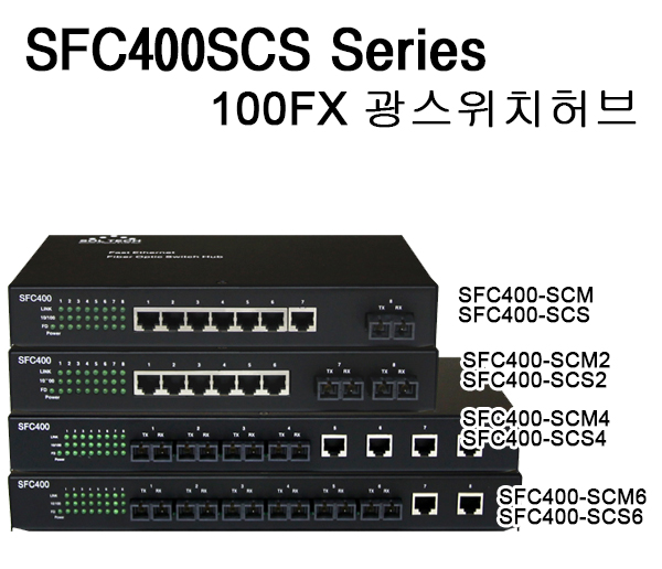 유비큐넷B2B몰 - [SFC400-SCS] 솔텍 10/100M 8포트 광스위치허브 UTP 7포트+1포트 싱글모드 광허브